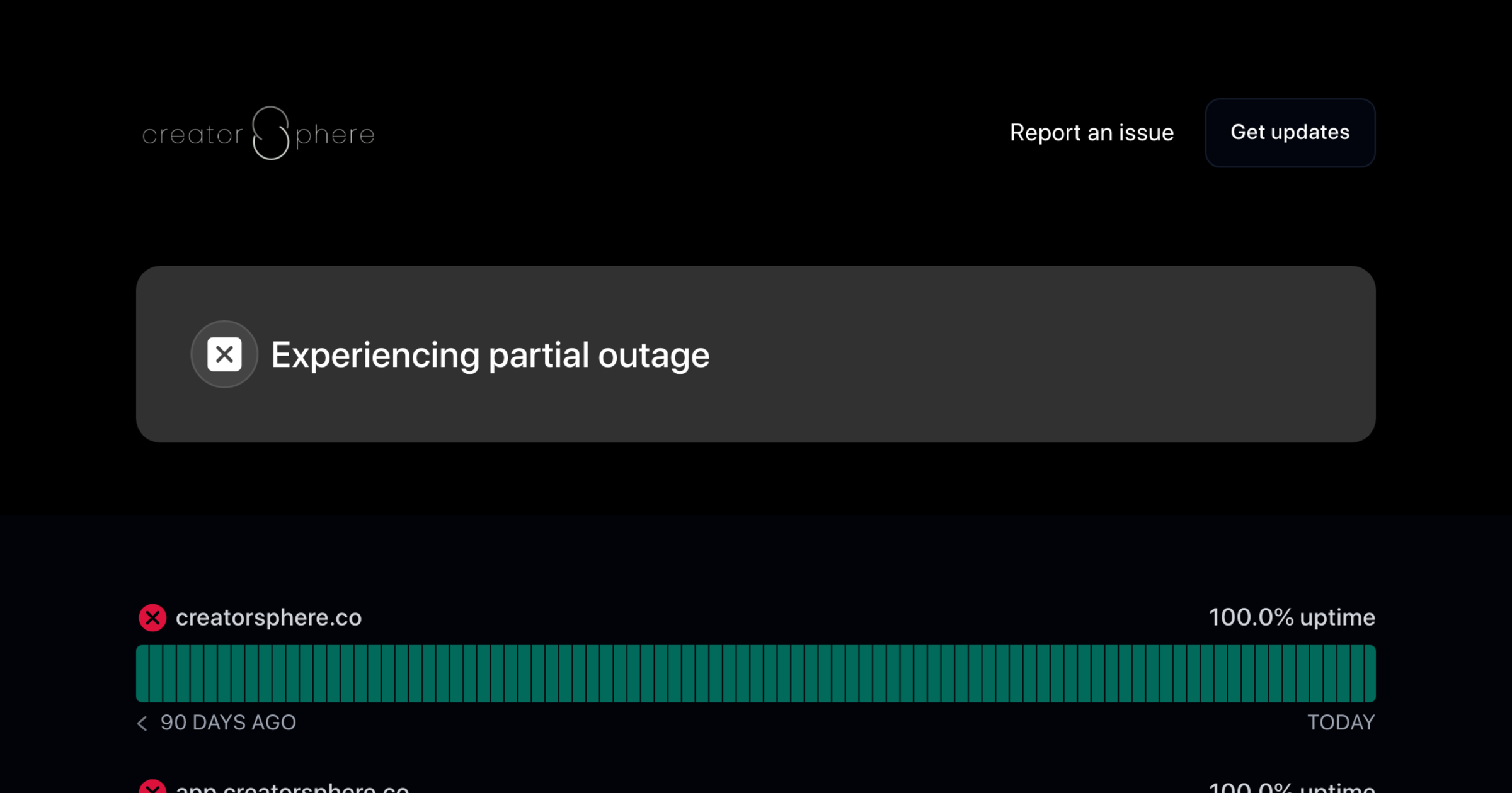 Our Public API - CreatorSphere - Status